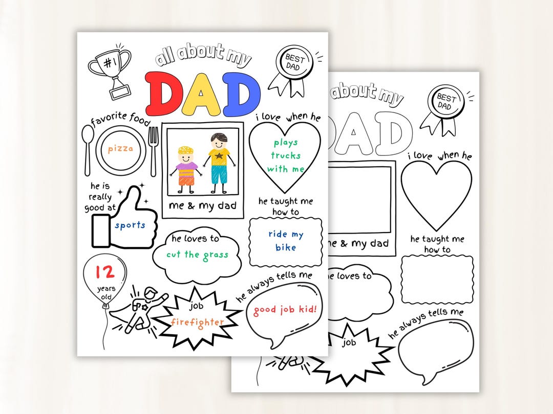 All About My Dad Printable, Father’s Day Questionnaire, Father’s Day ...