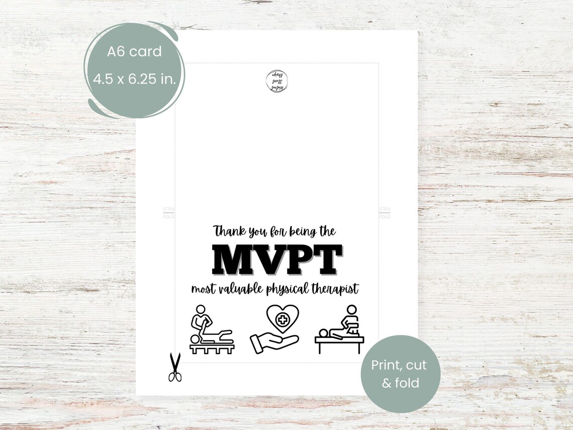 Physical Therapy Gift, Printable Physical Therapy Card, PT Card ...