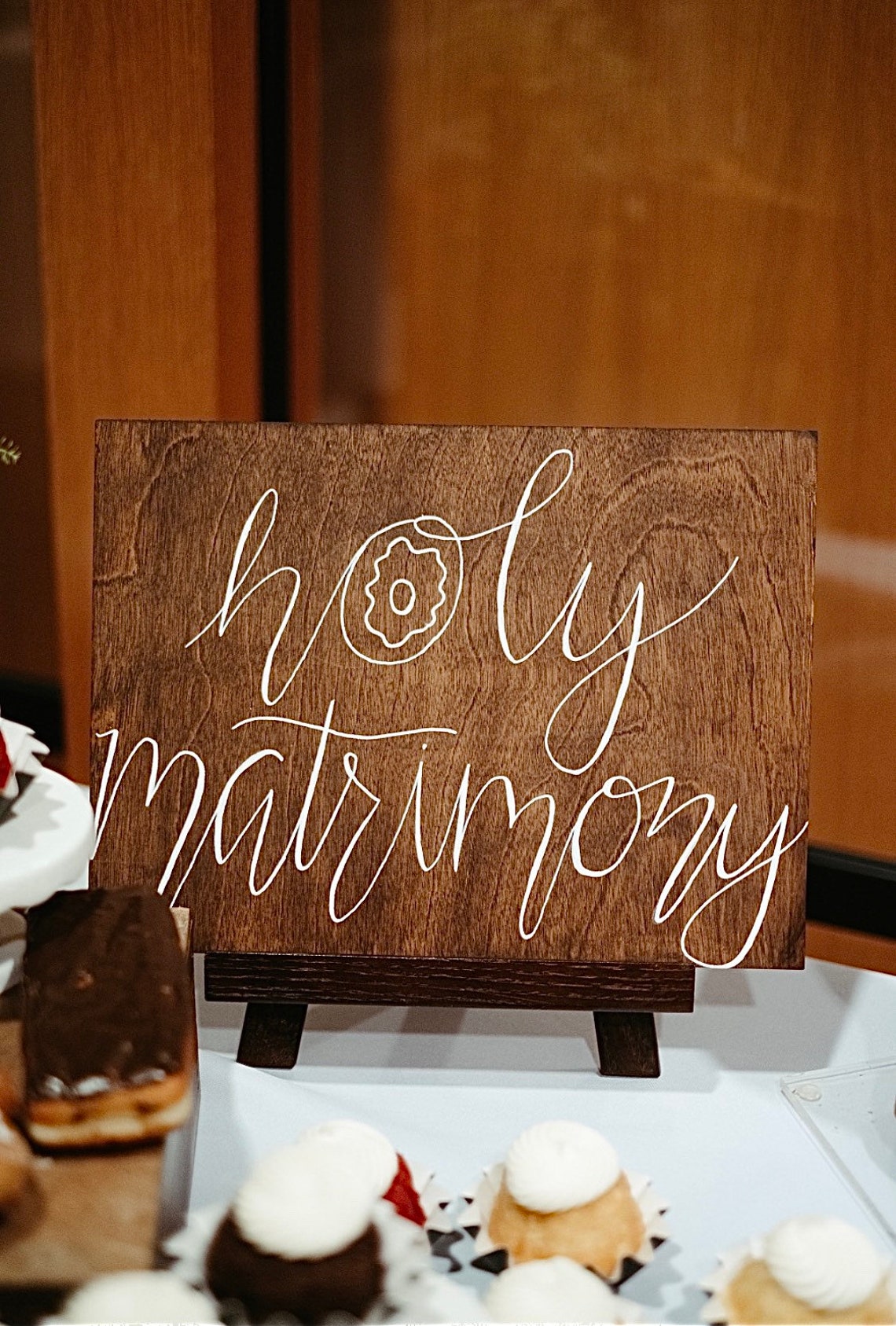 Holy Matrimony Donut Sign | Wood Dessert Table Sign | Wood Donut ...
