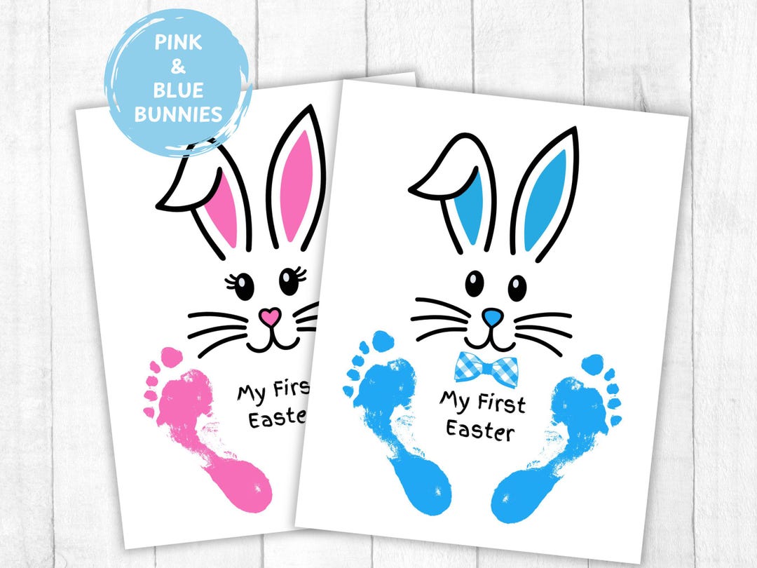Baby First Easter, Baby Footprint Art, Bunny Footprint Art, Easter ...