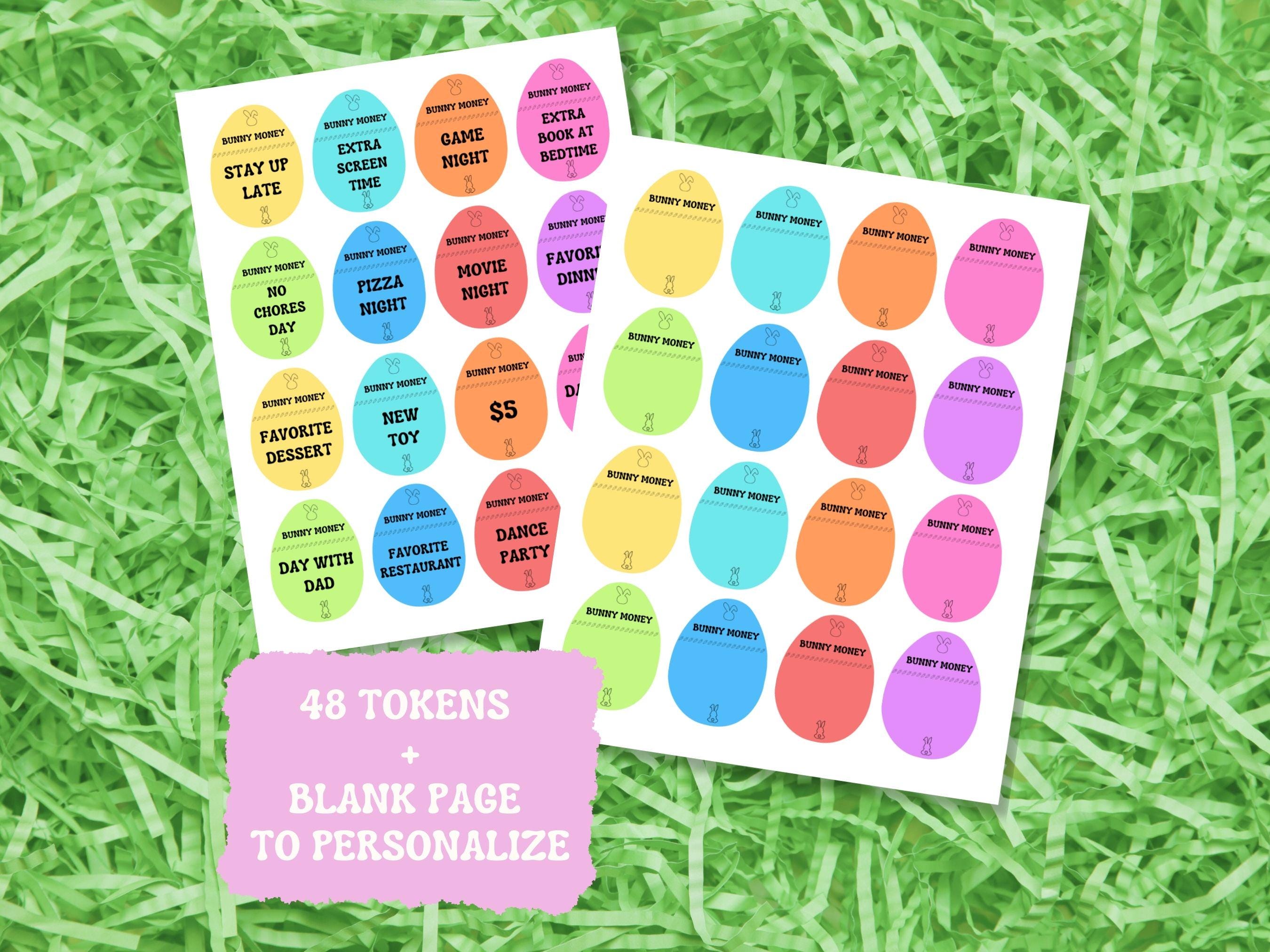 Printable Easter Egg Tokens, Printable Coupons for Kids, Easter Bunny ...