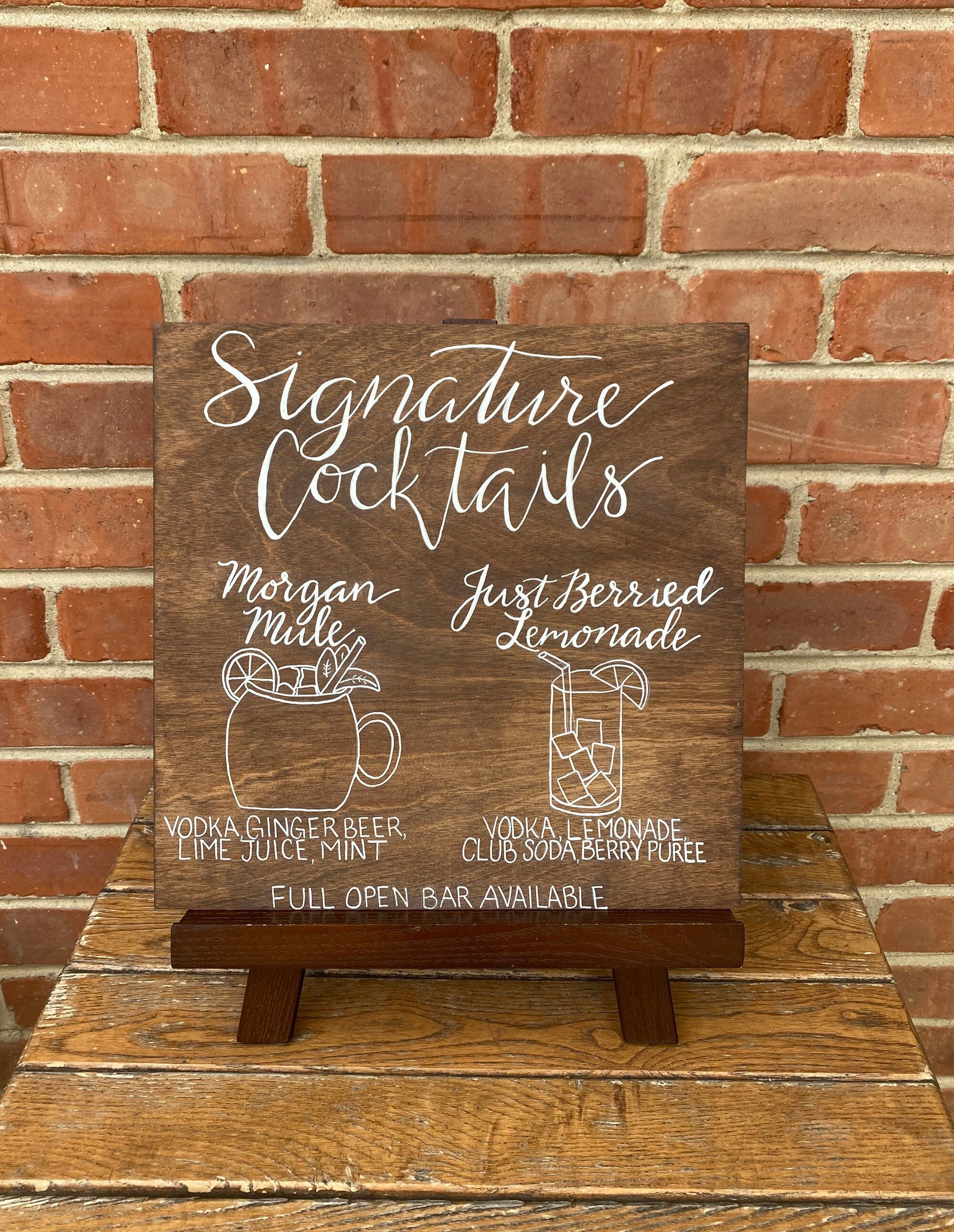 Signature Cocktails Bar Sign Rustic Wedding Wood Bar Sign Bride & Groom ...