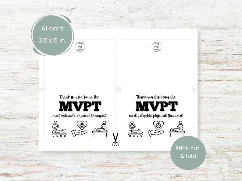 Physical Therapy Gift, Printable Physical Therapy Card, PT Card ...