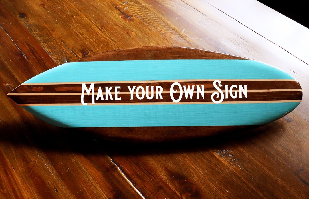 Handmade Painted Wood Surfboard Add Your Own Text, 24 Beach Coastal ...