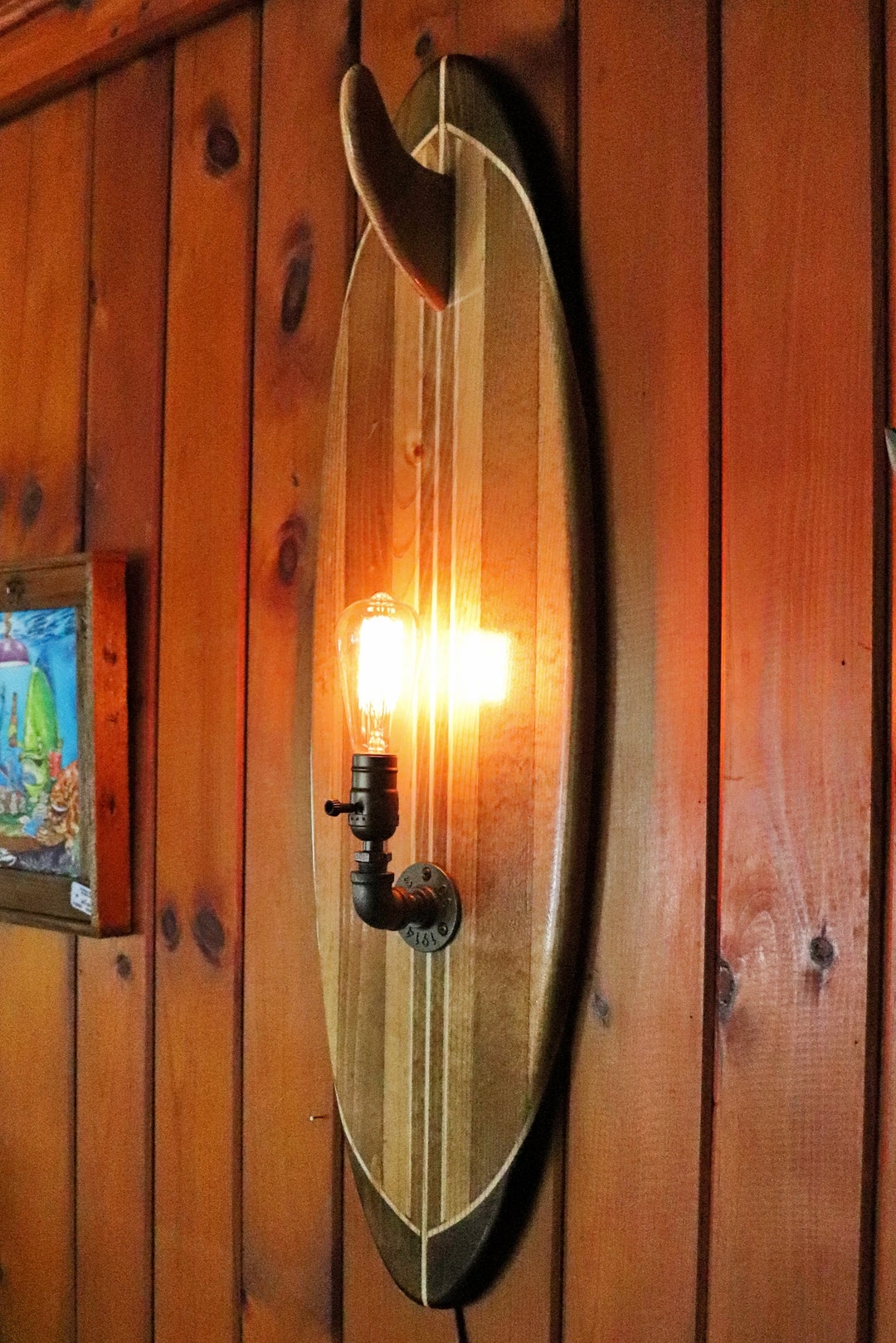 Wood Surfboard Steampunk Light Sconce Wall Art Decor 36 Handmade to ...