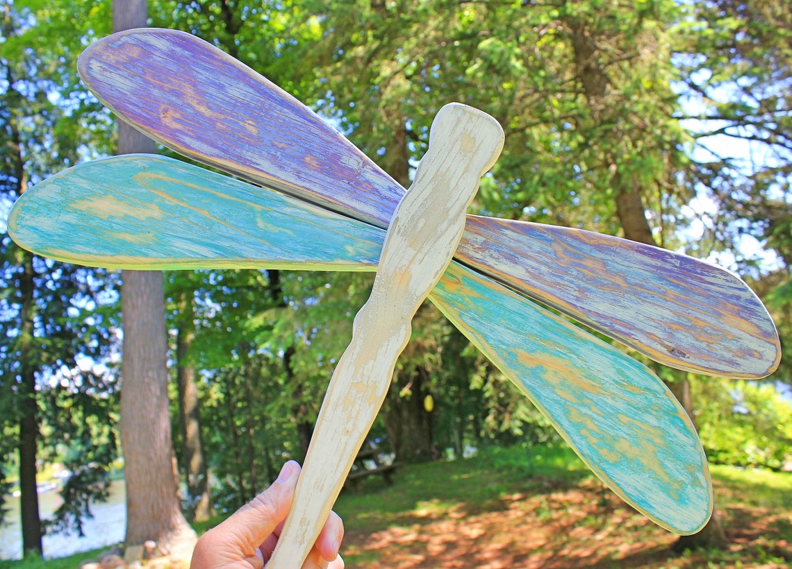 Large Handmade Wood Dragonfly Hanging Garden Wall Art - Etsy