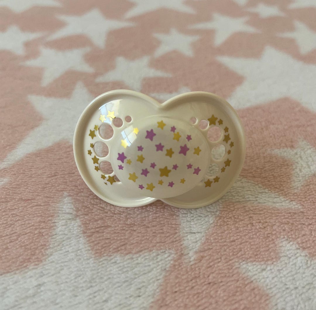 ABDL Modified Pacifier MAM Gold and Pink Stars - Etsy