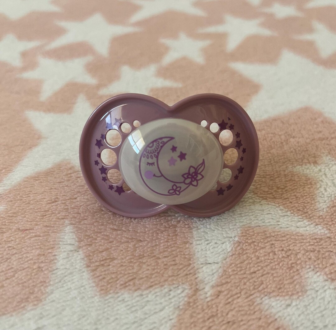 ABDL Modified Pacifier MAM Mauve Sleepy Moon - Etsy