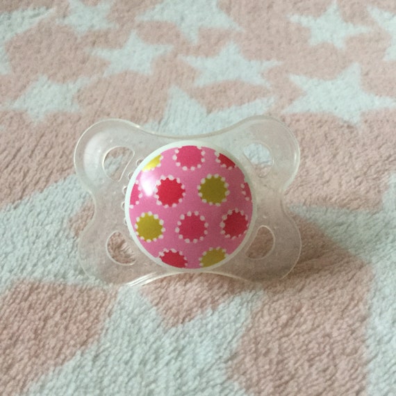 ABDL Modified Pacifier MAM Pink and Green Dots | Etsy