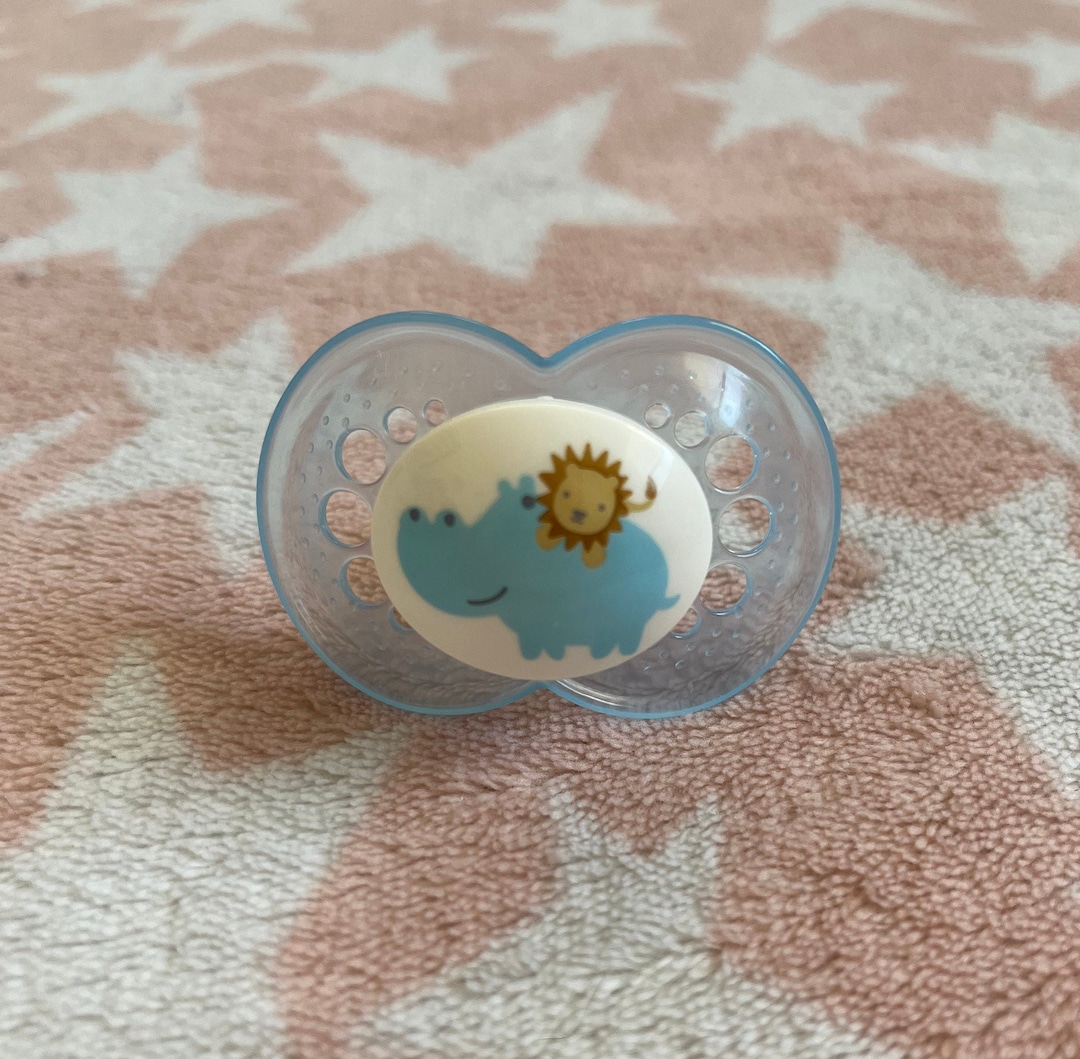 ABDL Modified Pacifier MAM Blue Hippo and Lion - Etsy