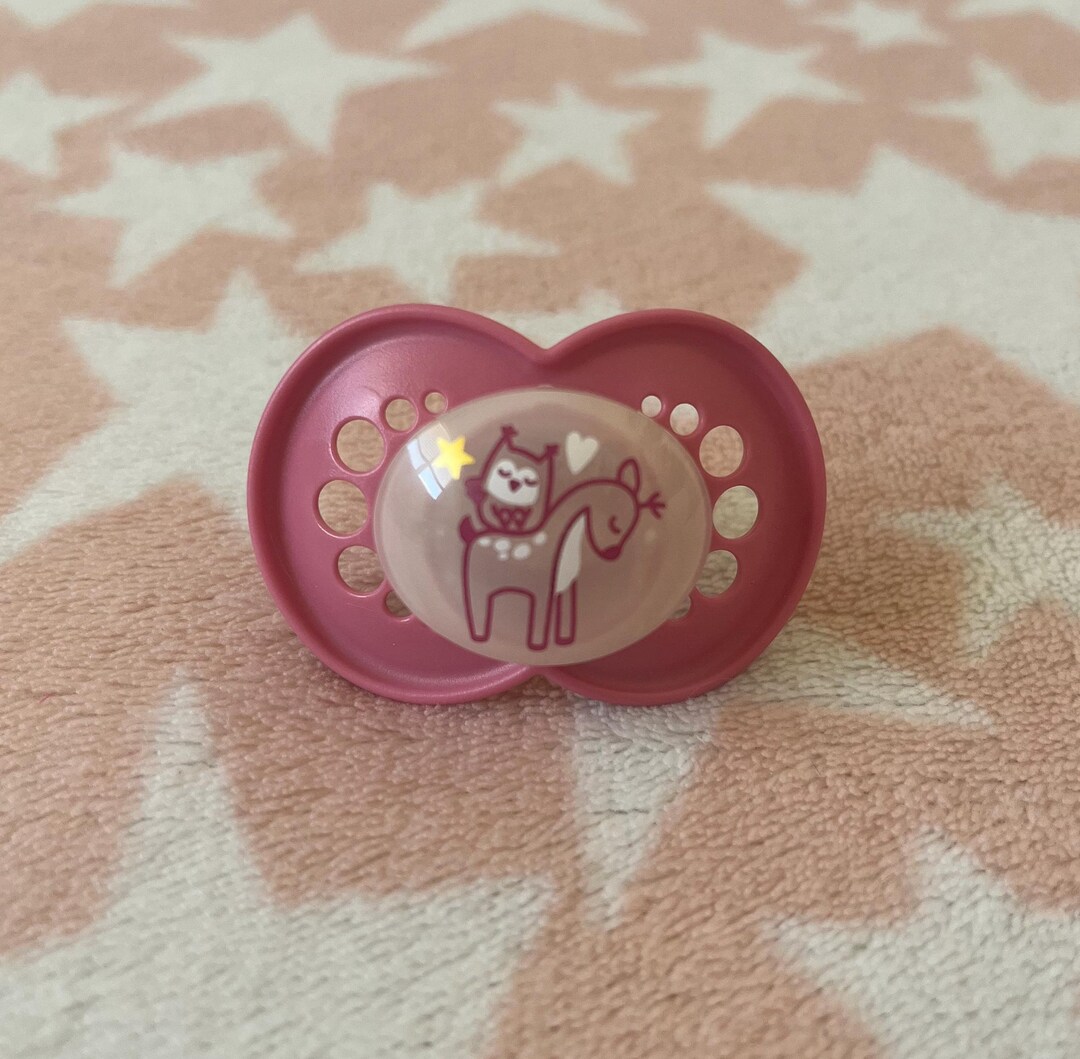 ABDL Modified Pacifier - MAM Pink Deer With Owl - Etsy