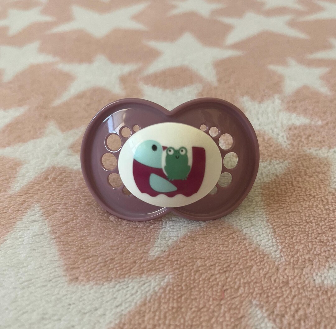 ABDL Modified Pacifier MAM Mauve Bird and Frog - Etsy