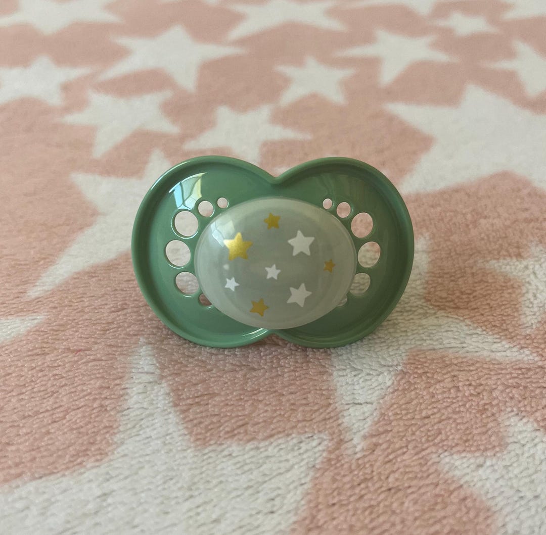 ABDL Modified Pacifier MAM Green With Gold Stars - Etsy