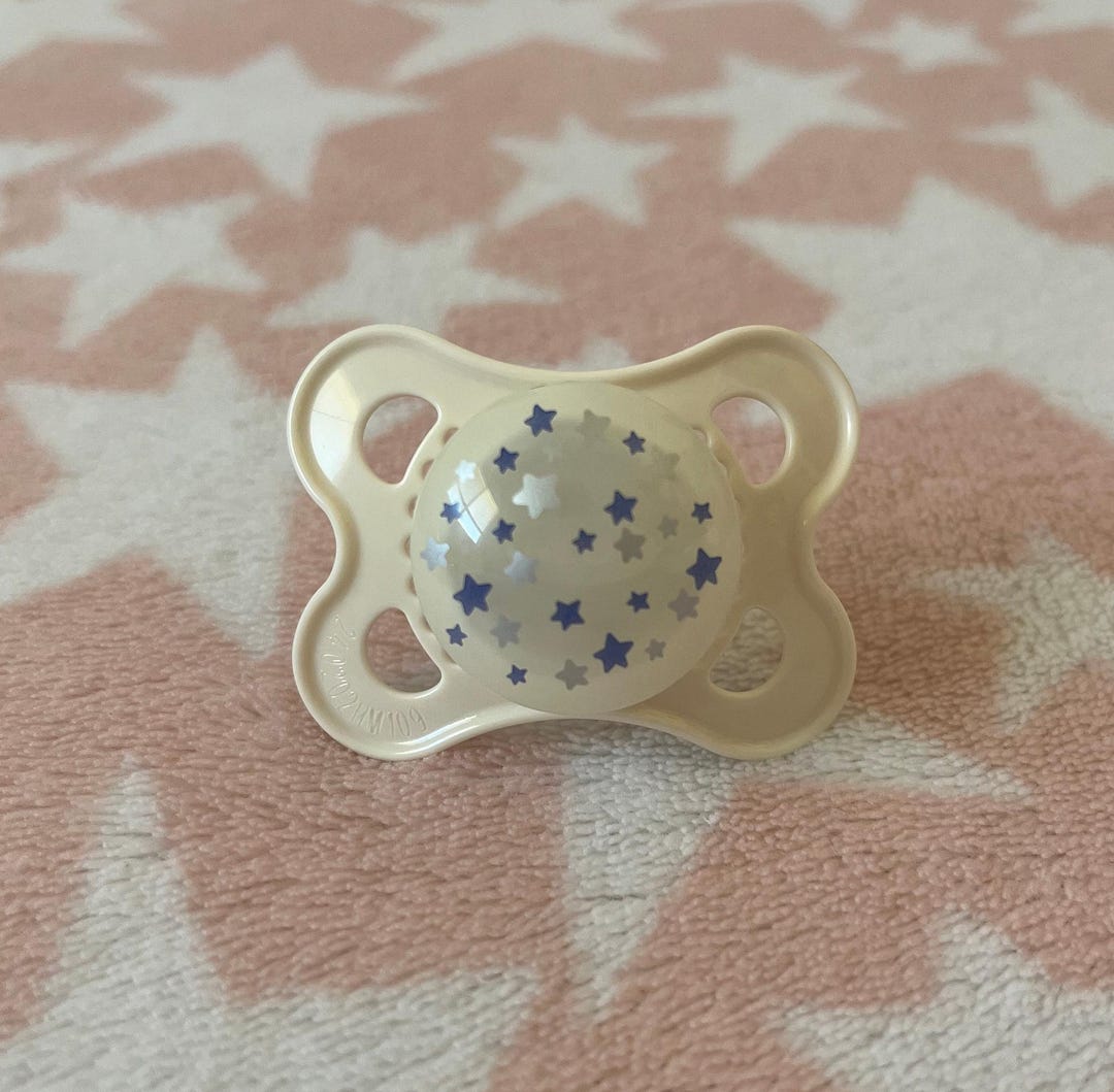 ABDL Modified Pacifier MAM Small White With Blue Stars - Etsy