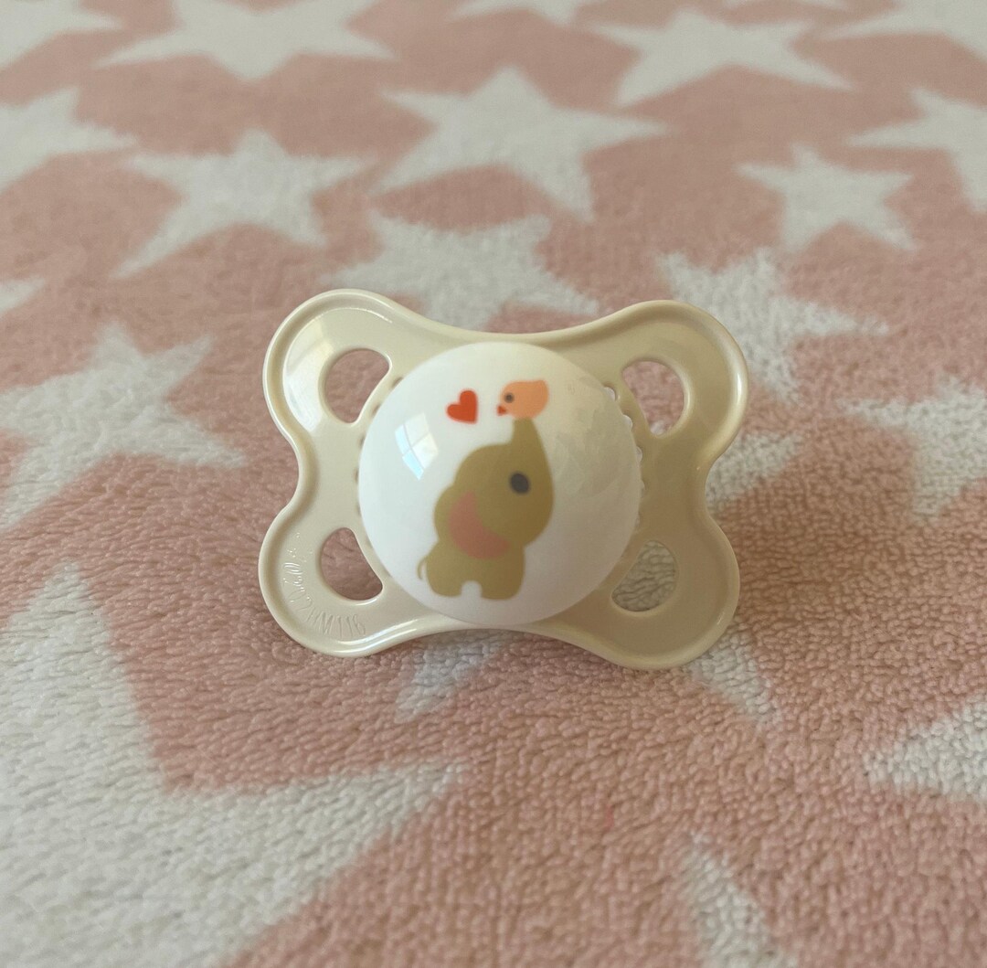 ABDL Modified Pacifier MAM Small Cream Elephant - Etsy