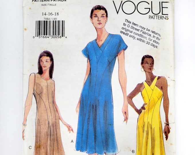 Vogue Sewing Pattern 7084, Vintage Pattern, Misses' Dress, Size 14-16 ...