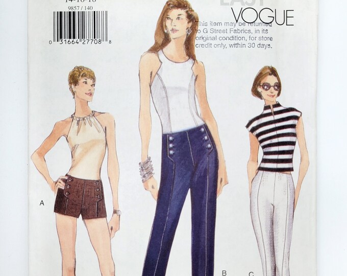 Vogue Sewing Pattern 9857, Misses' Pants, Shorts, Vintage Pattern, Easy ...