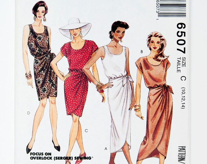 Mccall's Sewing Pattern 6507, Misses' Mock Sarong Dress, Vintage ...