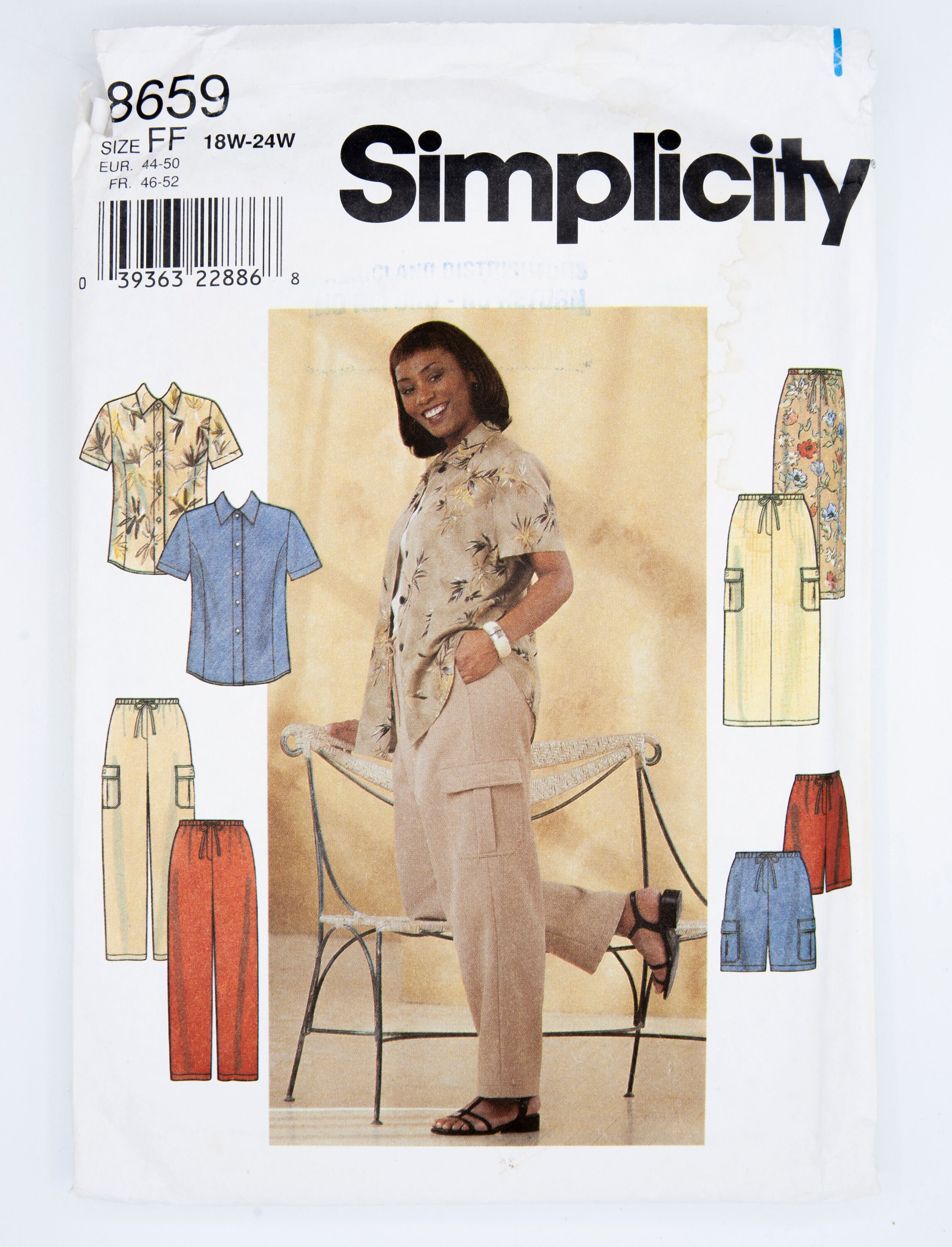 Simplicity Sewing Pattern 8659, Vintage Pattern, Misses' Shirt, Pants ...