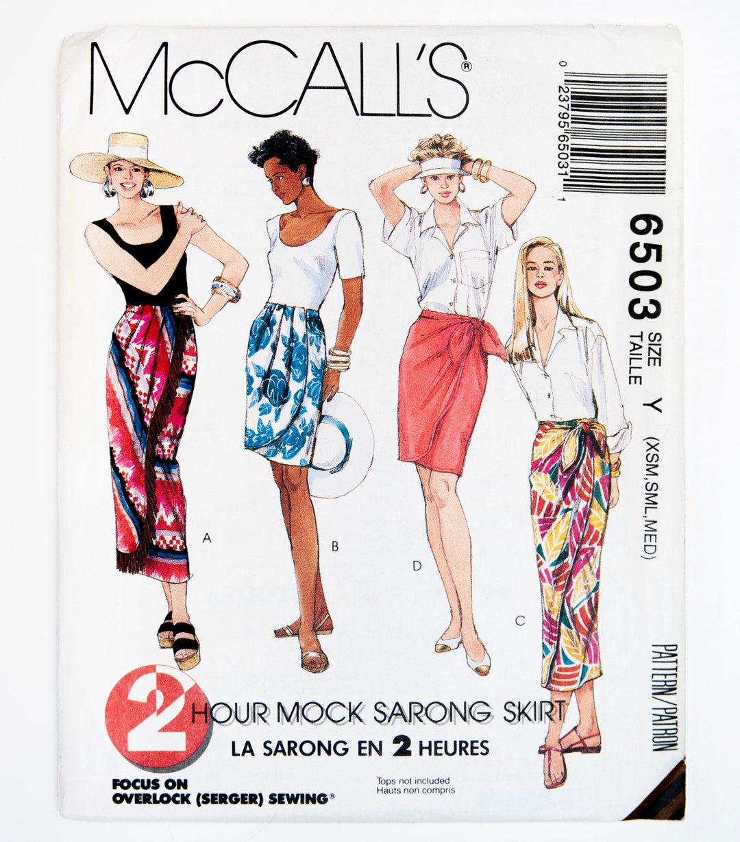 Mccall's Sewing Pattern 6503, Misses' Mock Sarong Pull-on Skirt, Easy ...