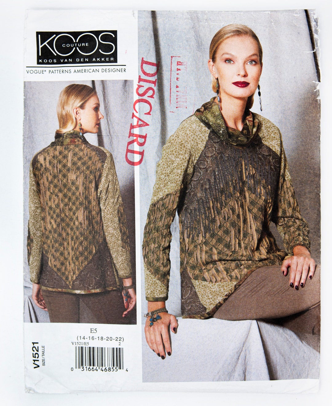 Vogue Sewing Pattern 1521, Vintage Pattern, Misses' Top, Koos Van Den ...