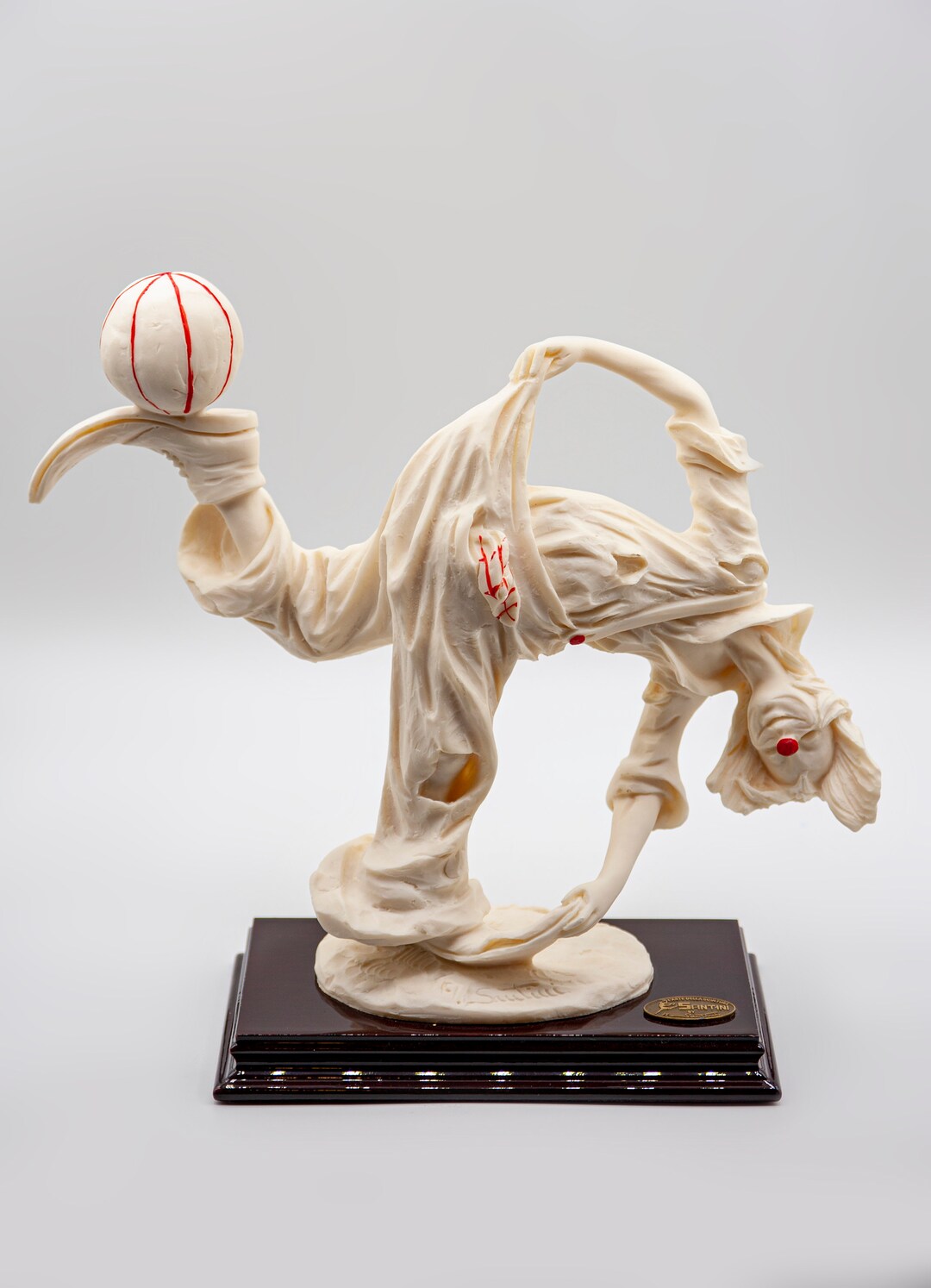 Sculpture1. A. Santini Signed Clown Figurine Statue. Large Size ...
