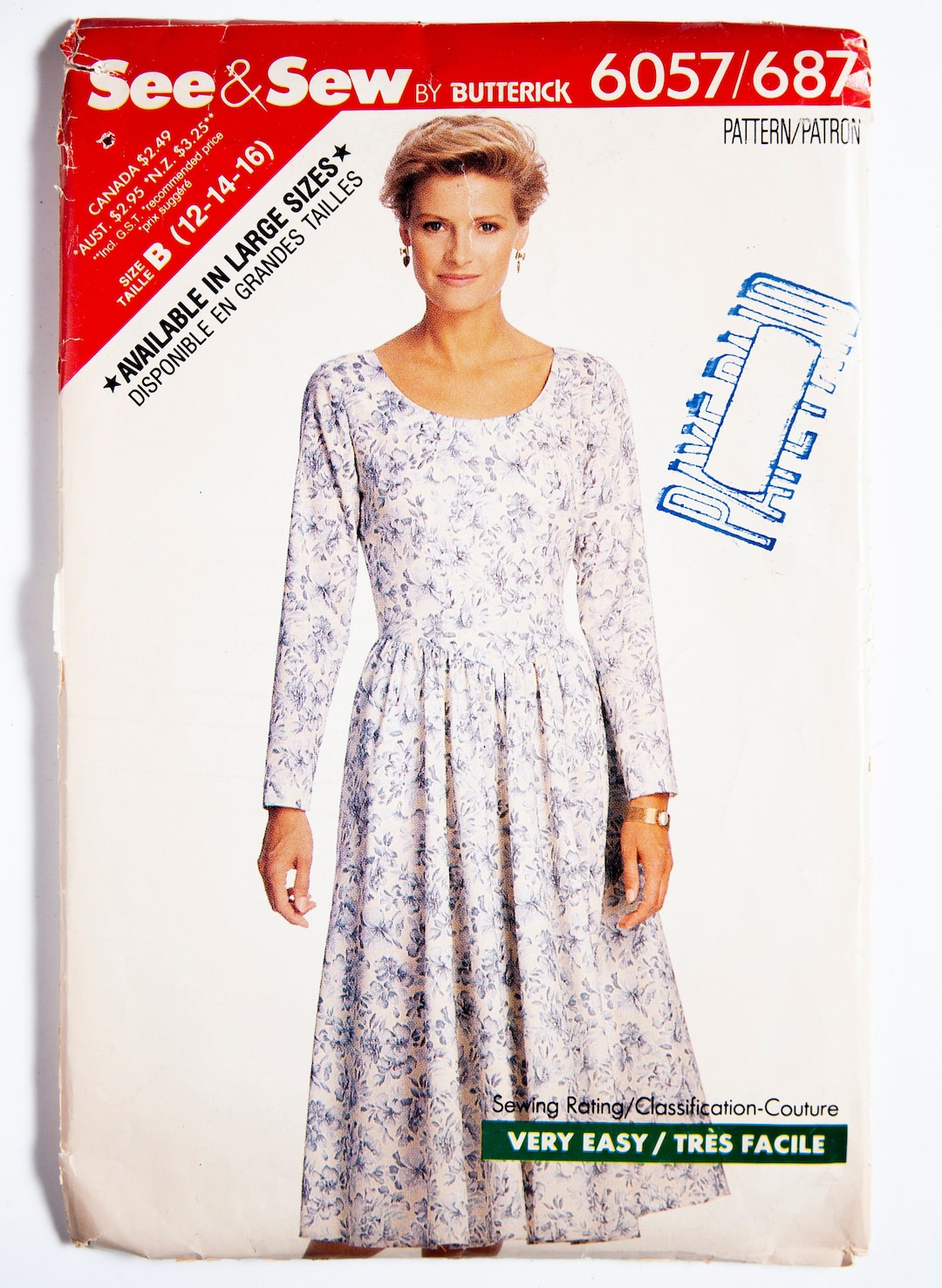 See & Sew Sewing Pattern 6057, Misses' Dress, Easy to Sew, Vintage ...