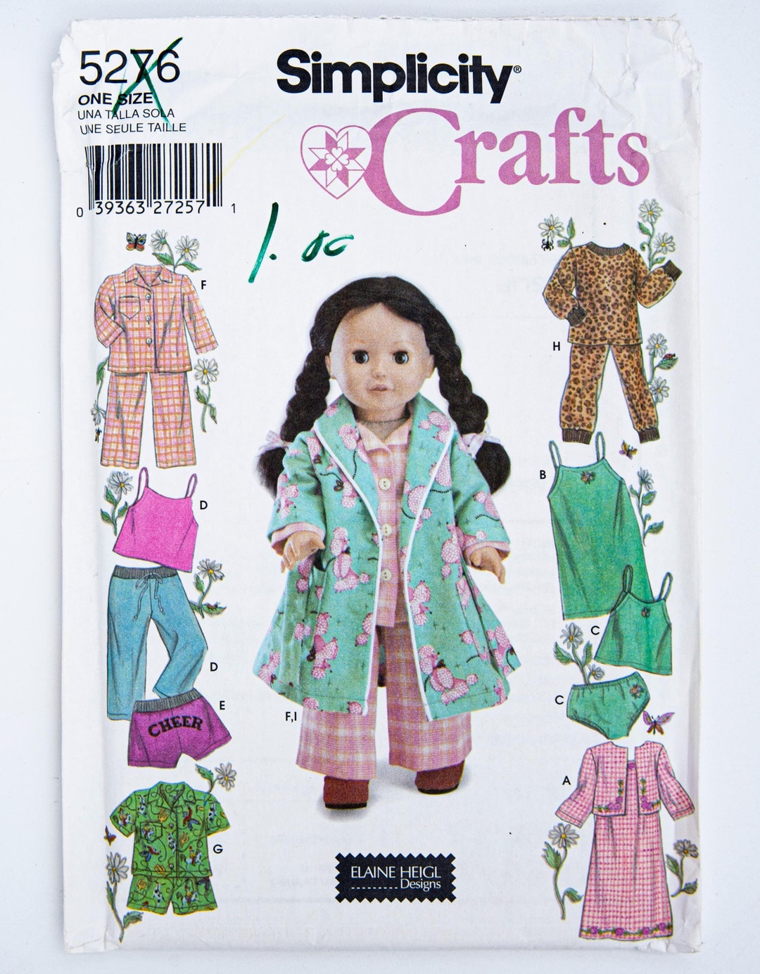 Simplicity Crafts Sewing Pattern 5276, Doll Clothes Pattern, Elaine ...