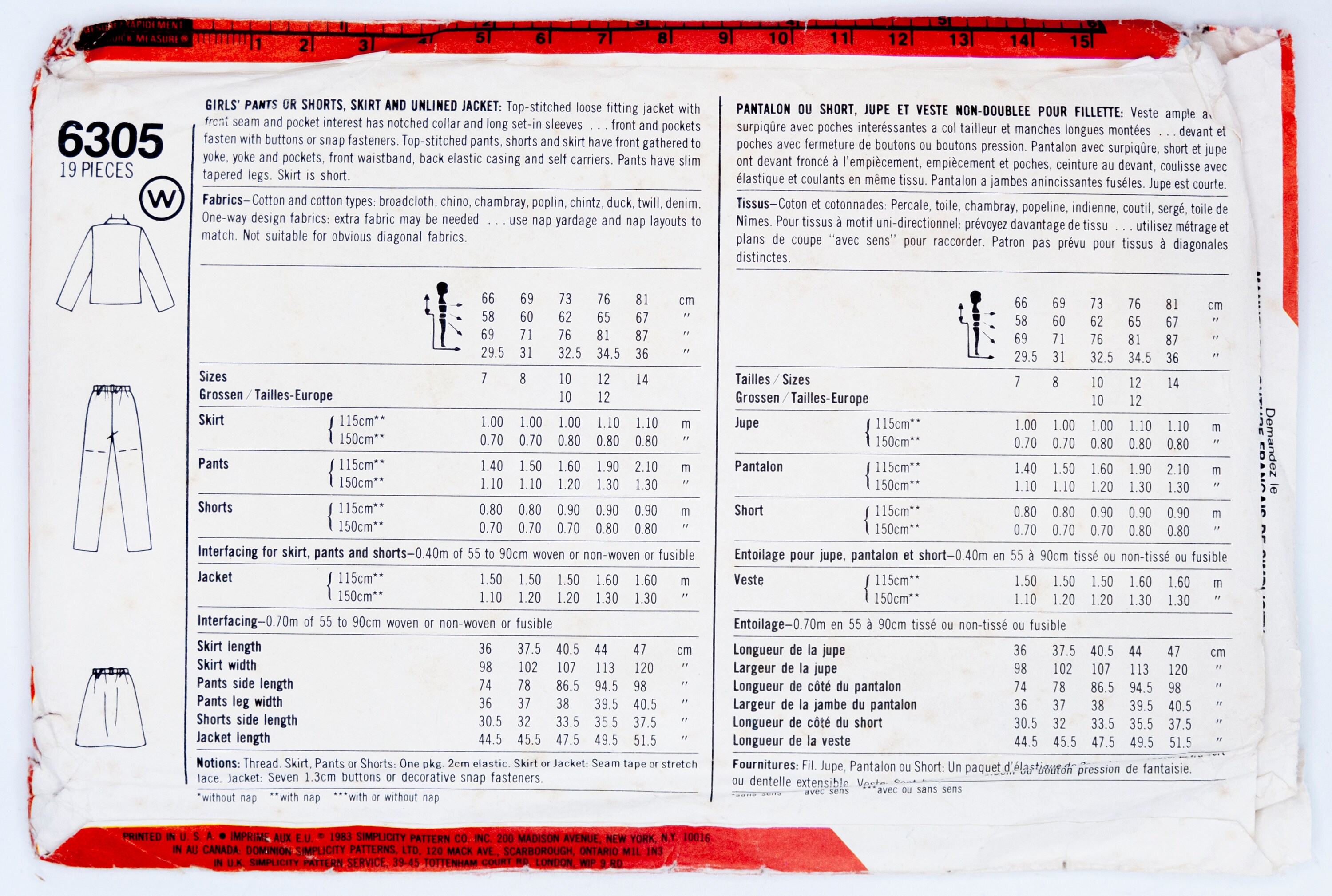 Simplicity Sewing Pattern 6305, Vintage Pattern, Girls' Pants, Shorts ...