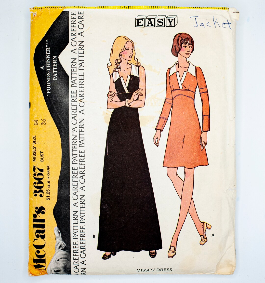 Mccall's Sewing Pattern 3667, Vintage Pattern, Easy to Sew, Misses ...