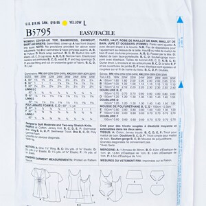 Butterick Sewing Pattern 5795, Misses' Swimsuit, Cover-up, Top ...