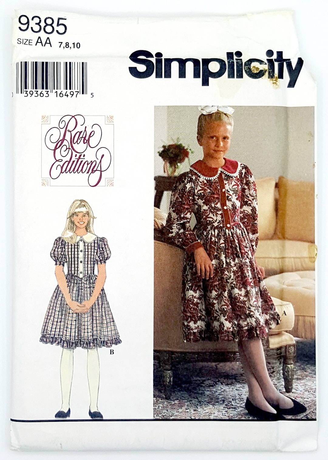 Simplicity Sewing Pattern 9385, Rare Editions, Girls' Dress, Vintage ...