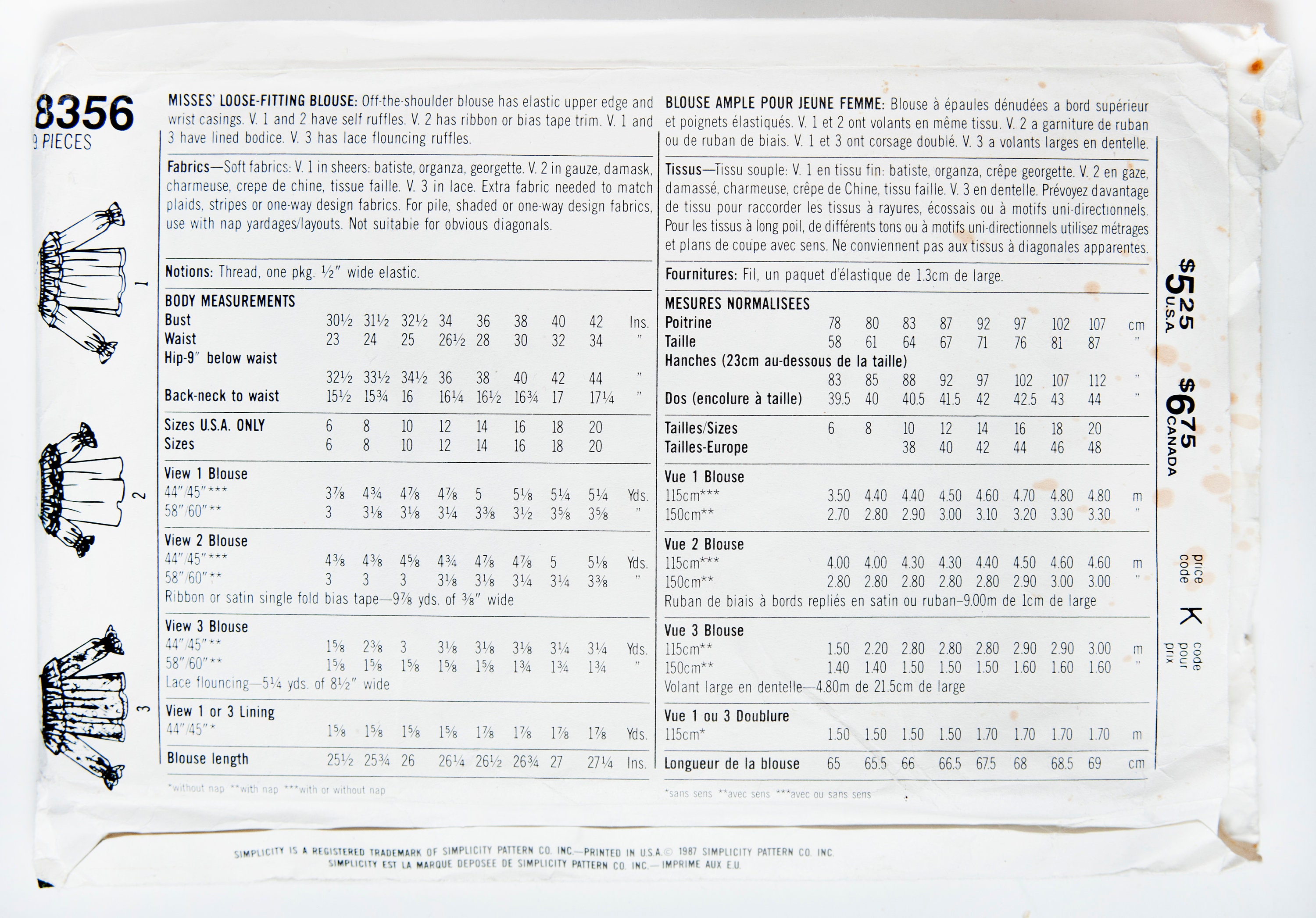 Simplicity Sewing Pattern 8356 Vintage Pattern Misses' - Etsy