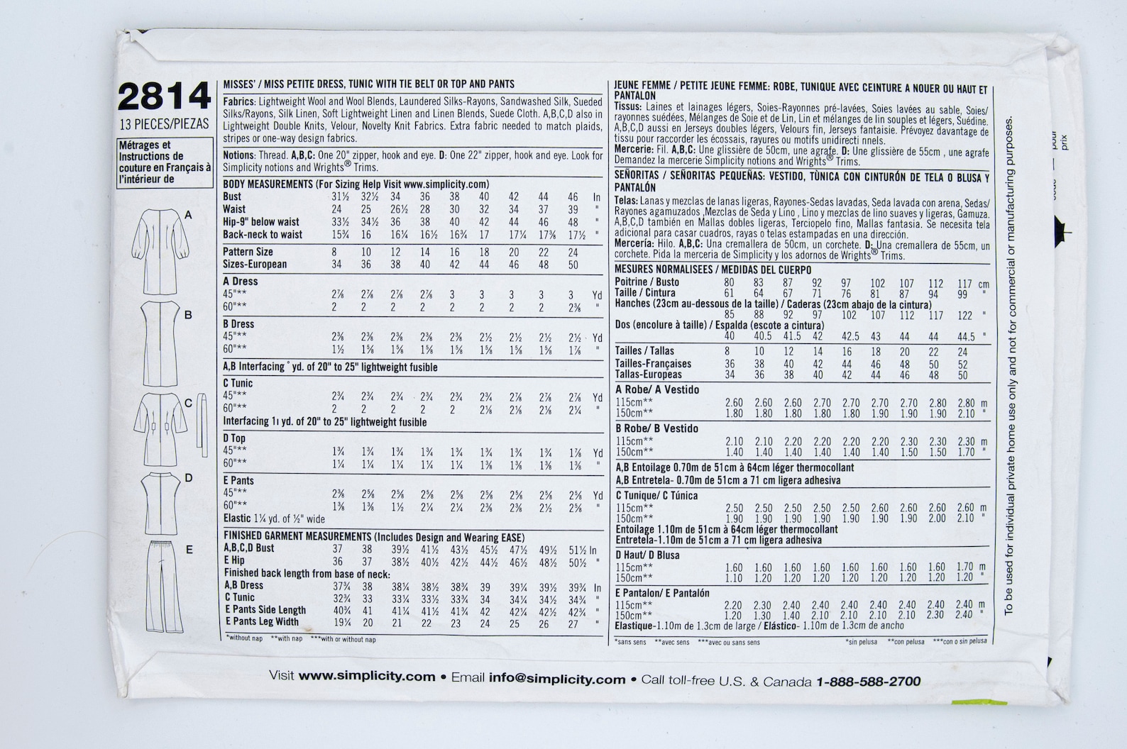 Simplicity Sewing Pattern 2814 Misses' Dress Tunic - Etsy