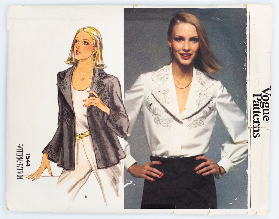 Vogue Sewing Pattern 1544, Misses' Blouse, Vintage Pattern, Size 8, CUT ...