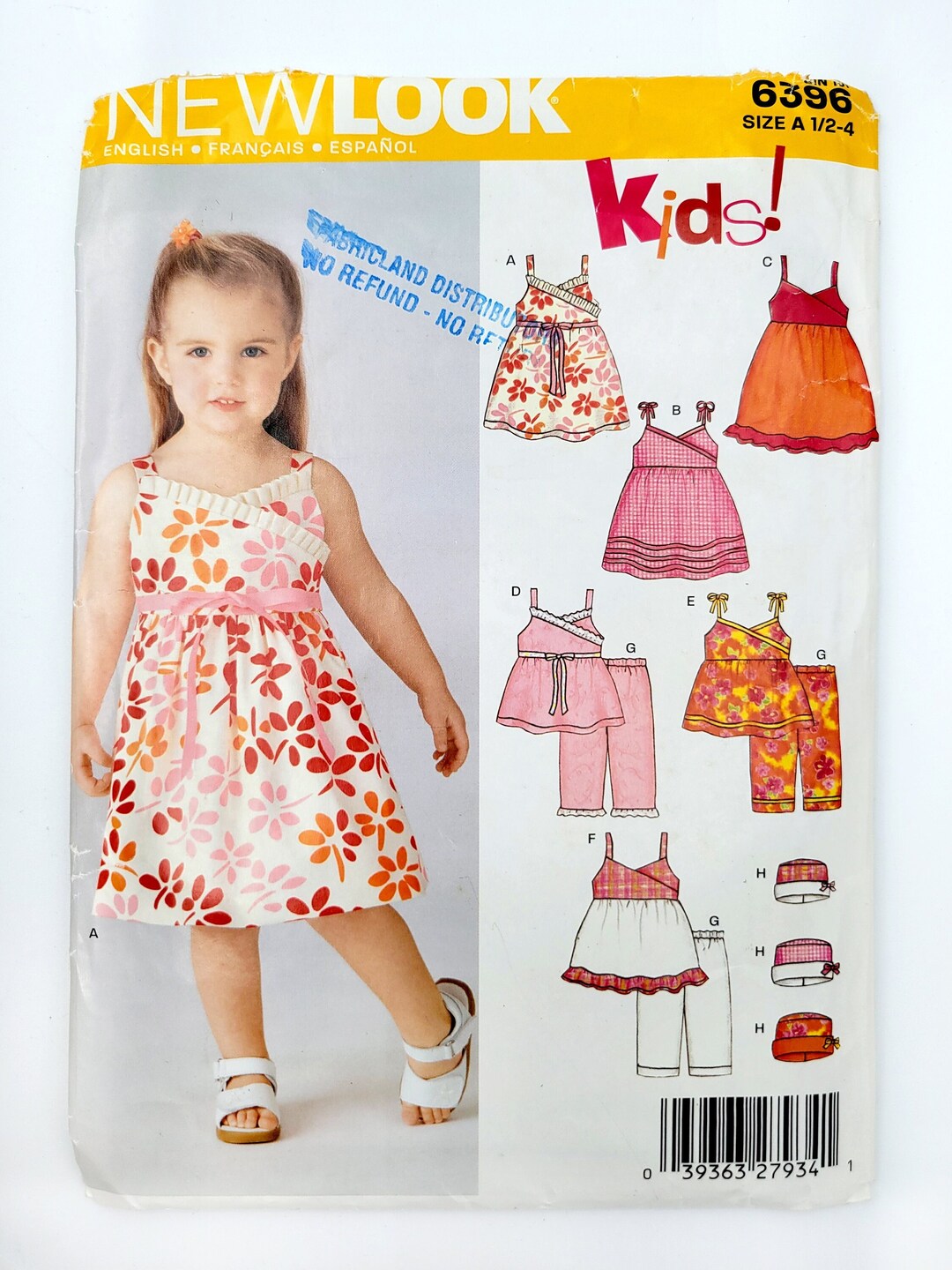 NEW LOOK Sewing Pattern 6396, Toddlers' / Kids' Pants, Top, Dress, Hat ...