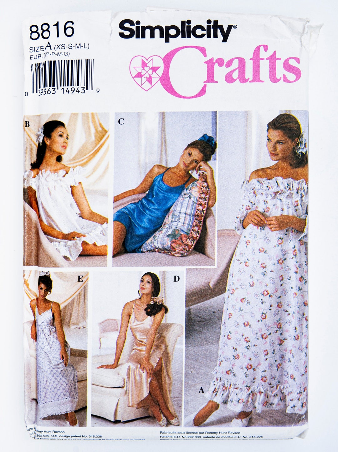 Simplicity Crafts Sewing Pattern 8816, Misses' Nightgown and Hair ...