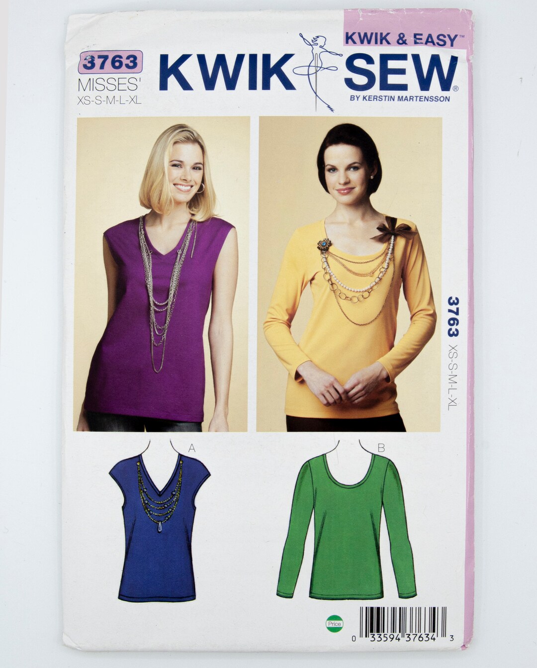 Kwik Sew Sewing Pattern 3763, Misses' Top, Easy to Sew, Size XS-XL ...