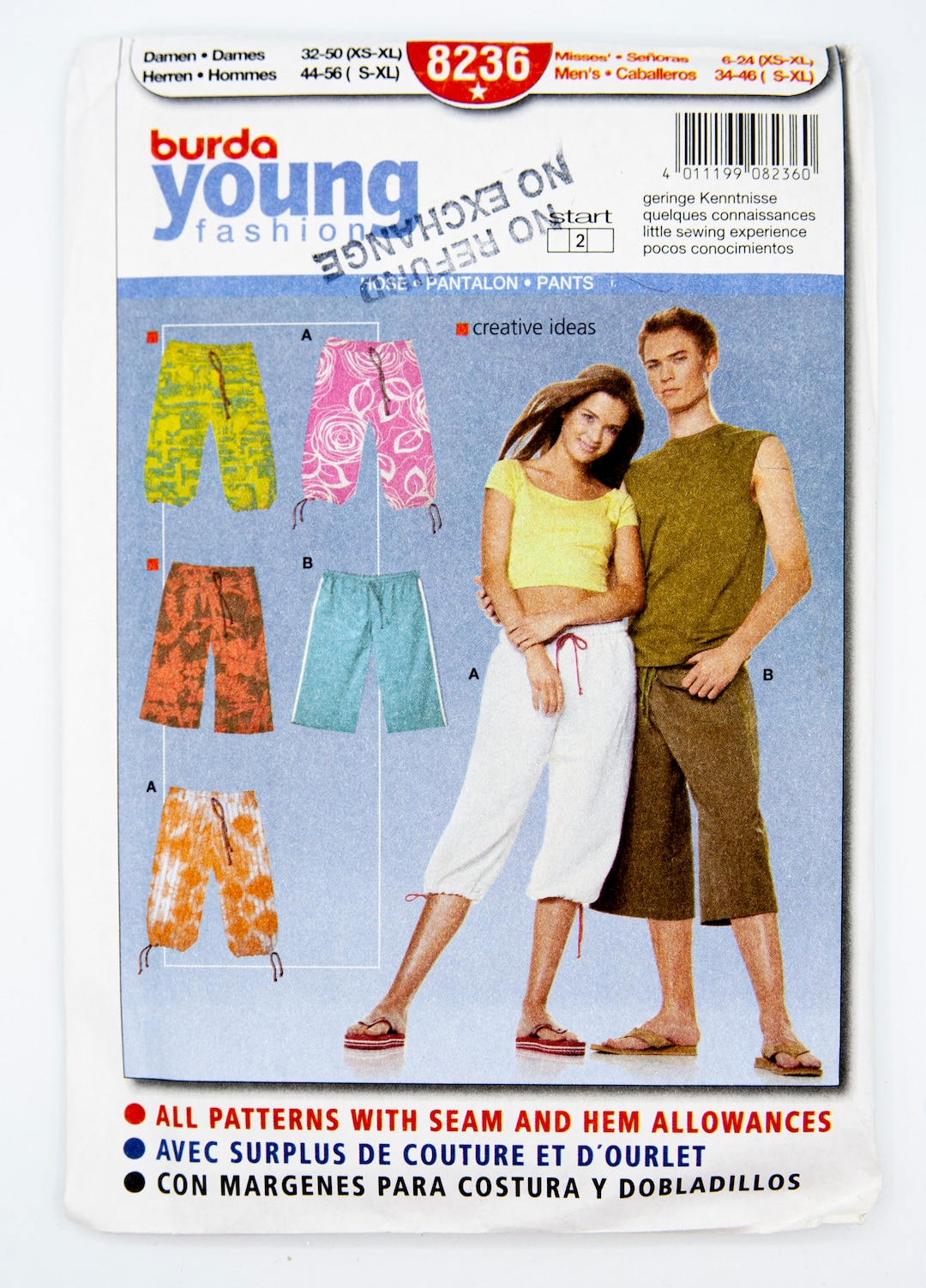 Burda Sewing Pattern 8236, Burda Young, Misses' /men's Pantaloon ...