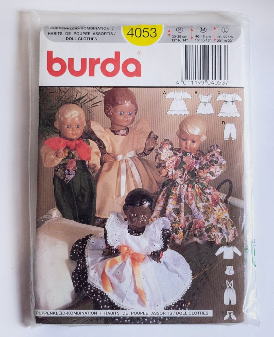 Burda Crafts Sewing Pattern 4053, Doll Clothes Pattern, Size S-M-L 1222 ...