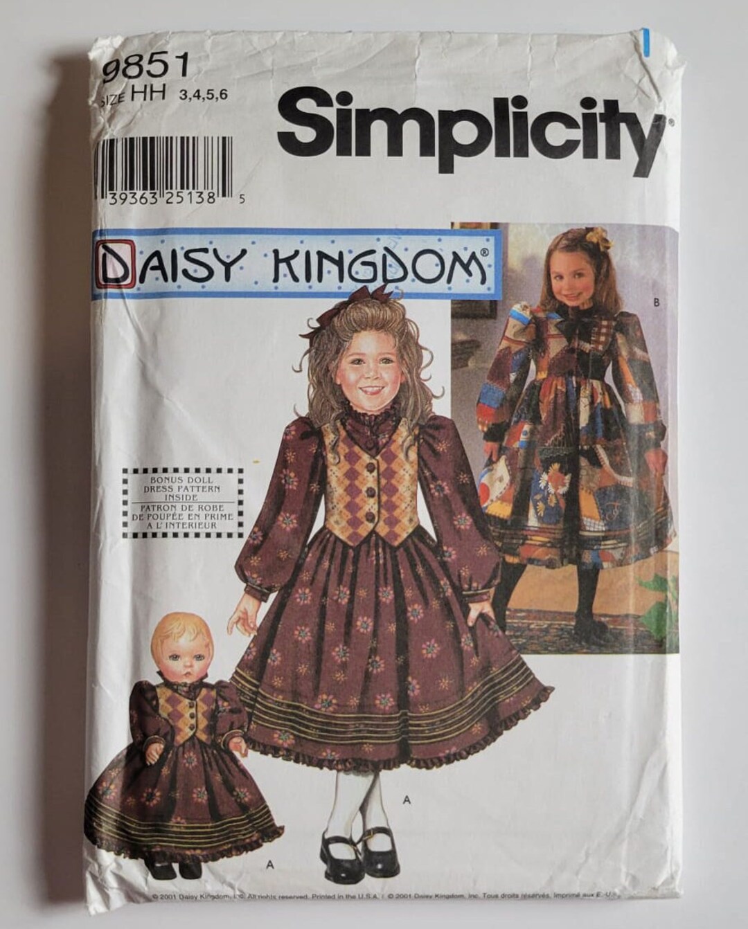 Simplicity Sewing Pattern 9851, Daisy Kingdom Girls Dress and Doll ...