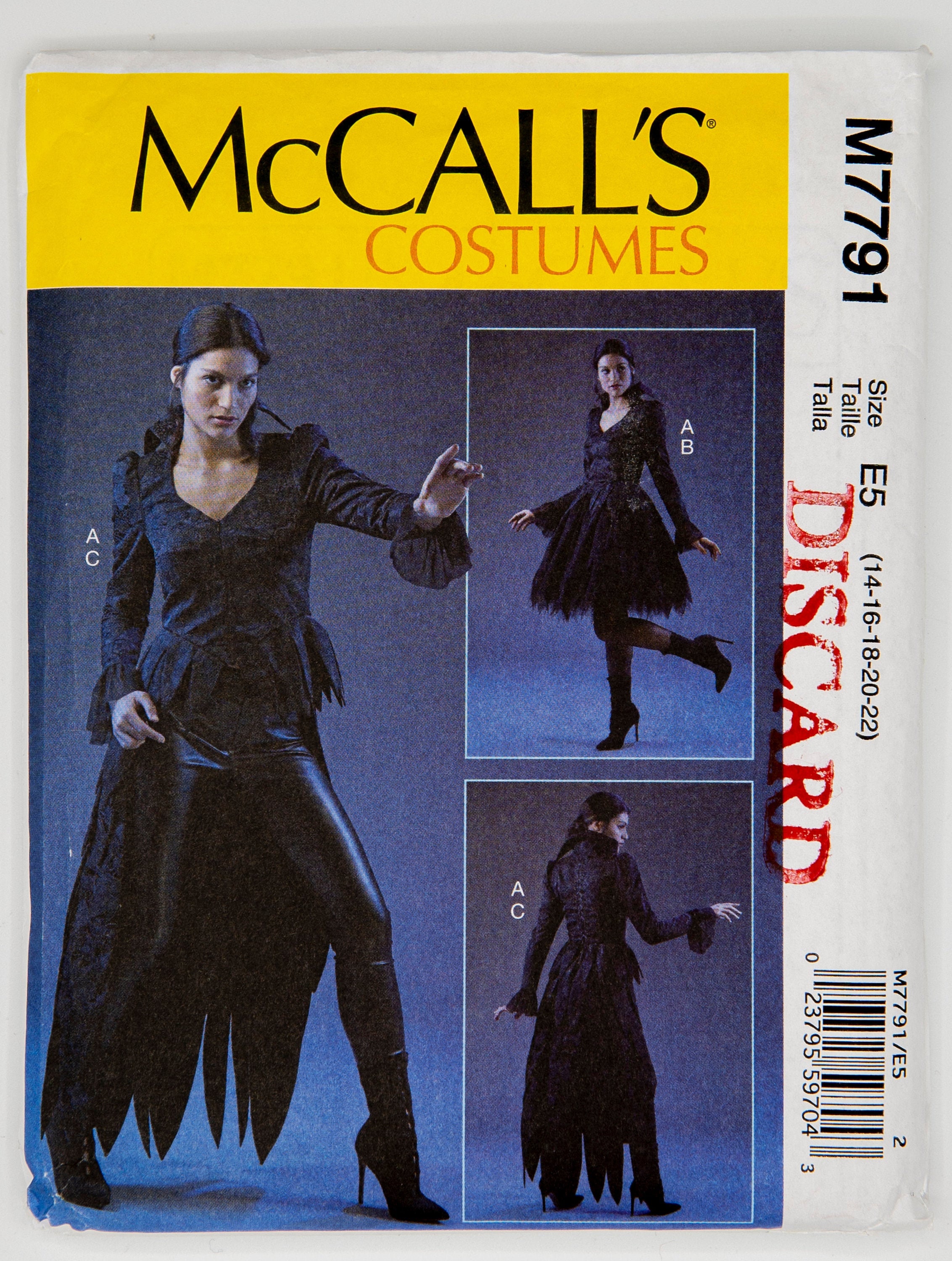 Mccall's Costumes Sewing Pattern M7791 Halloween Costume - Etsy