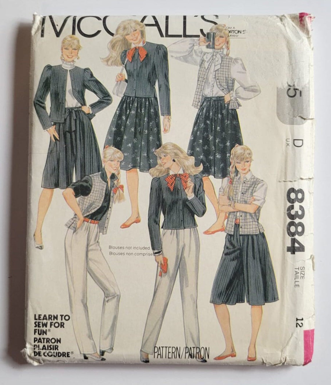 Mccall's Sewing Pattern 8384, Misses' Jacket, Vest, Top, Skirt, Pants ...