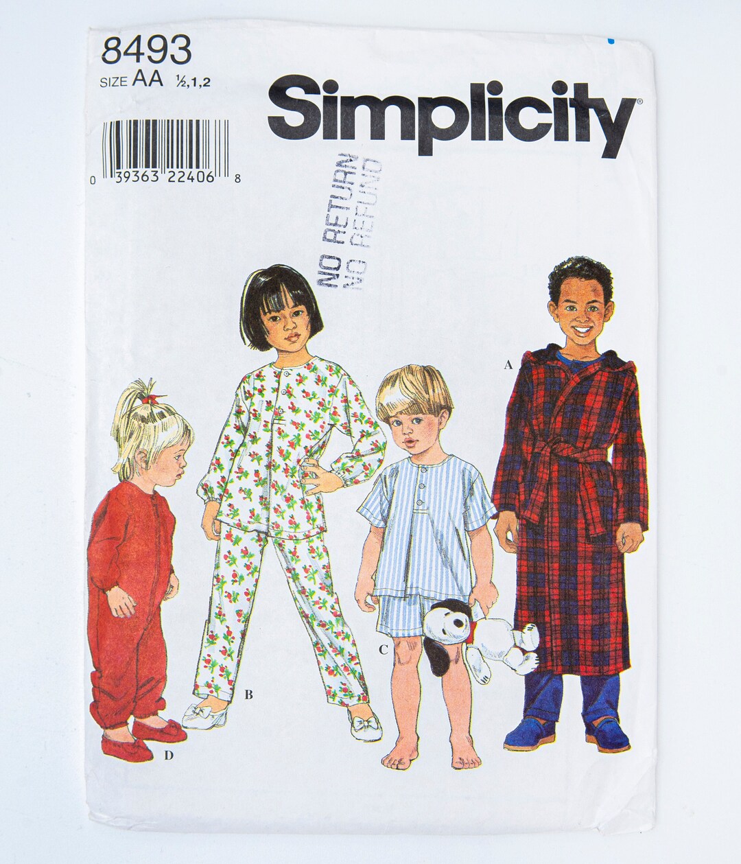 Simplicity Sewing Pattern 8493, Toddler/ Child's Pajama, Robe, Sleeper ...