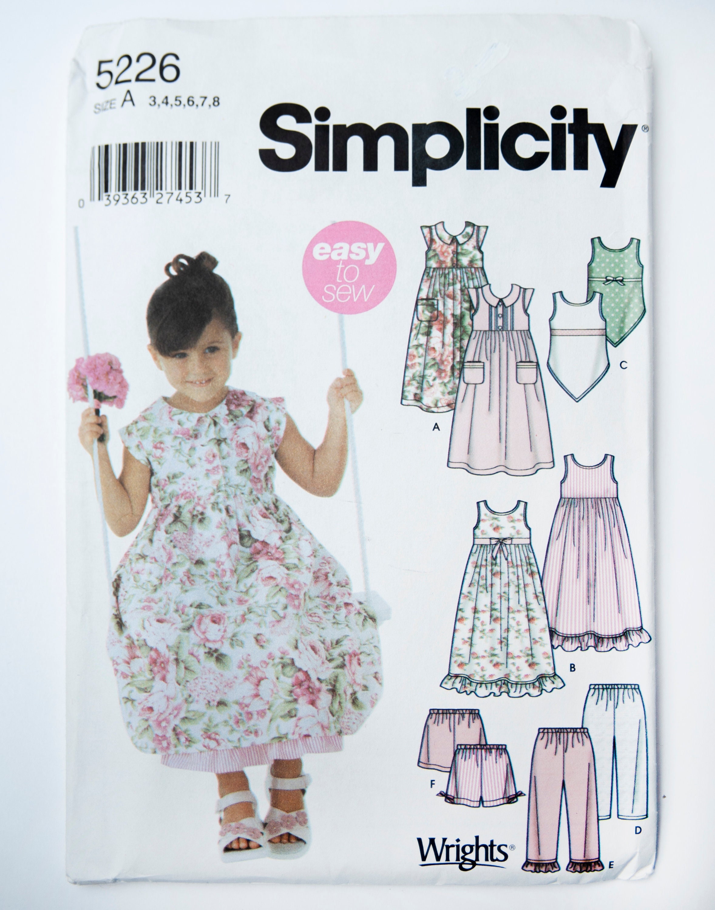 Simplicity Sewing Pattern 5226, Child's Dress, Slip Dress, Top, Pants ...
