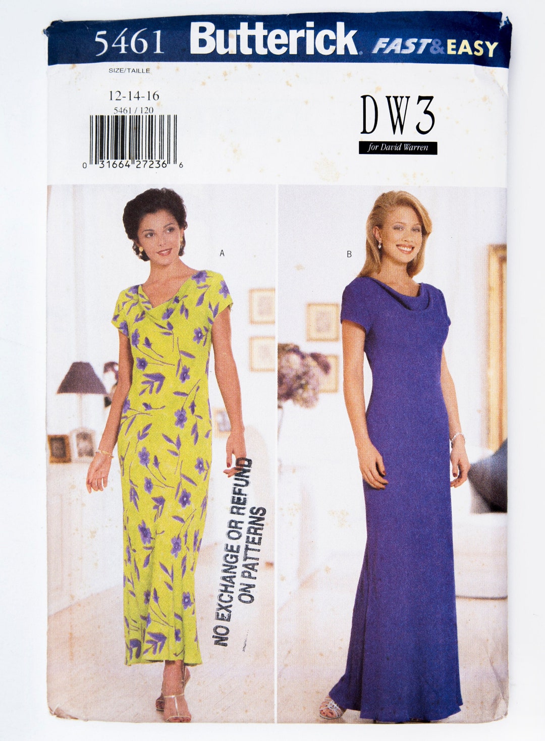 Butterick Sewing Pattern 5461, Misses' Dress, Vintage Pattern, Easy to ...