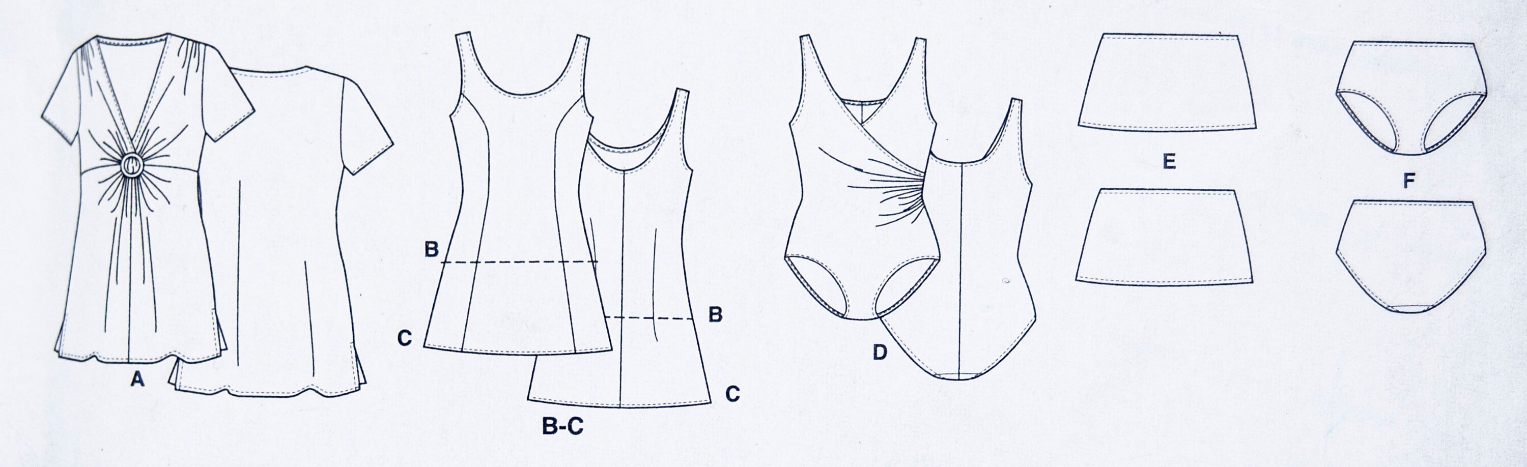 Butterick Sewing Pattern 5795, Misses' Swimsuit, Cover-up, Top ...