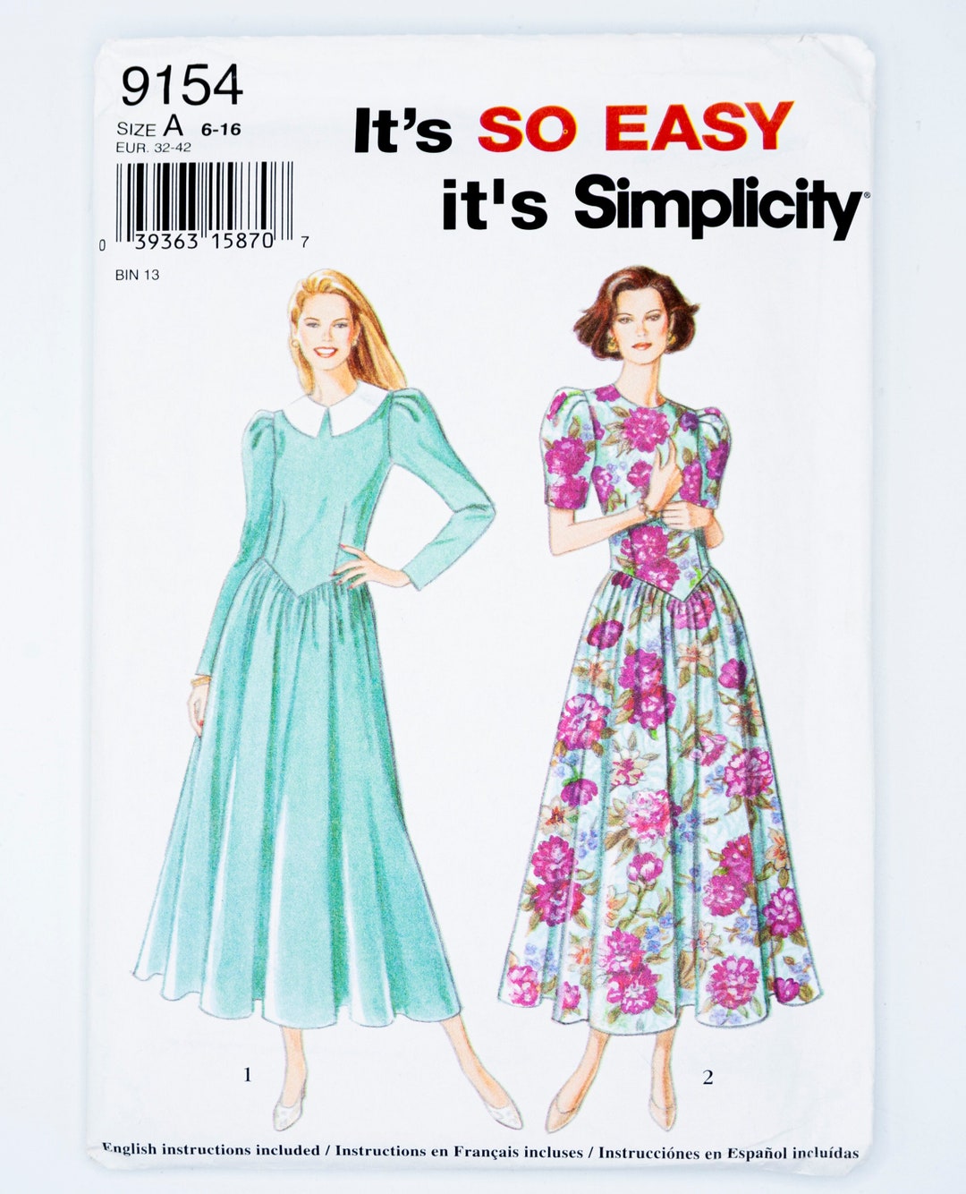 Simplicity Sewing Pattern 9154, Vintage Pattern, Misses' Dress, Event ...