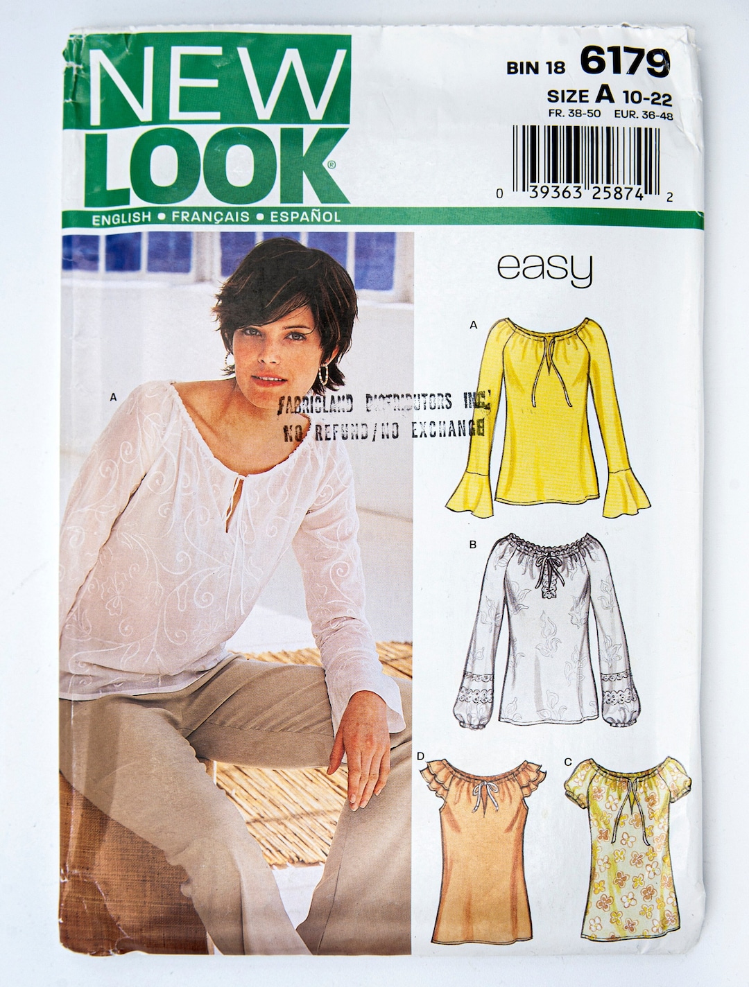 New Look Sewing Pattern 6179, Misses' Top, Easy to Sew, Size 10-22 ...