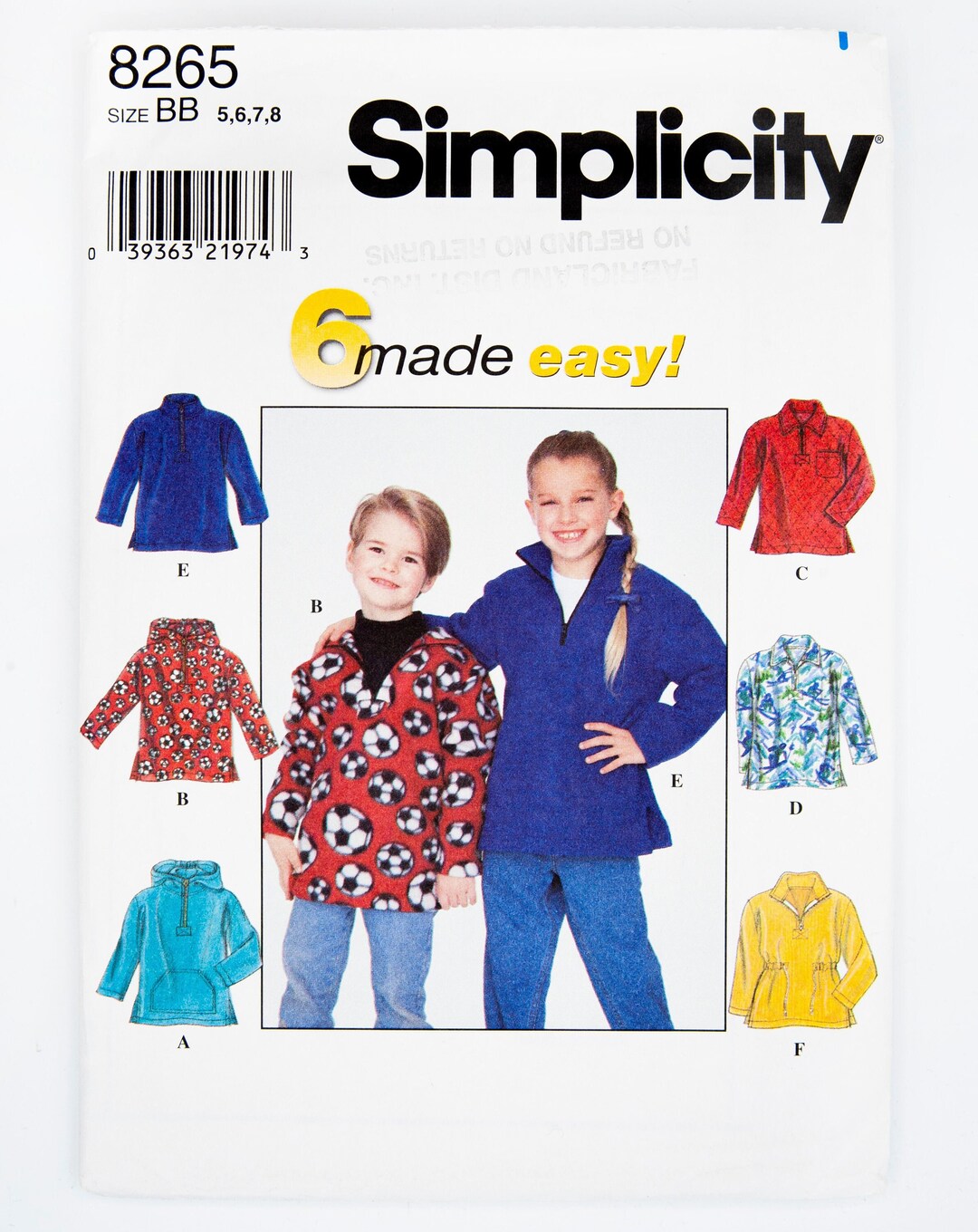 Simplicity Sewing Pattern 8265, Child's Top, Easy to Sew, Vintage ...